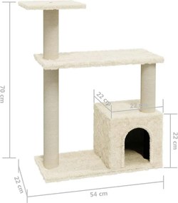 Škrabadlo pro kočky se sisalovými sloupky krémové 70 cm 171433