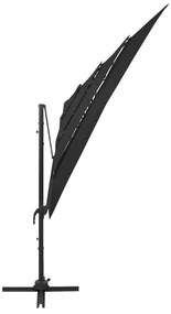 4stupňový slunečník s hliníkovou tyčí černý 250 x 250 cm,  313826