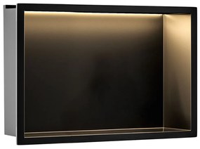 Rea Rea, LED polička na zapuštění 45x30x10 cm, 12W, 3000K, černá matná, REA-08546