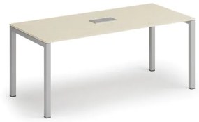 Stůl SQUARE 1800 x 800 x 750, bříza + stolní zásuvka TYP II, stříbrná