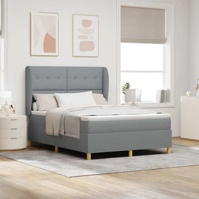 Postel s boxspringem s čelo Světle šedá 190 x 140 cm textil 3340746