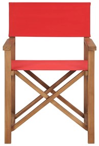 Režisérská židle masivní teakové dřevo červená - Default Title