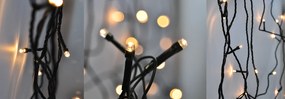 Solight LED venkovní vánoční řetěz, 50 LED, 5m, přívod 3m, 8 funkcí, časovač, IP44, teplá bílá
