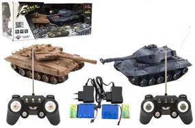 Tank RC 2ks 25cm tanková bitva+dobíjecí pack 27MHZ a 40MHz se zvukem se světlem v krabici 50x20x23cm