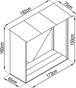 Přístřešek na dřevo G21 WOH 136 - 182 x 75 cm, antracitový (63900513)