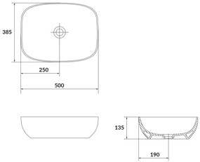 Cersanit Larga, umyvadlo na desku 50x39 cm, bílá, K677-016