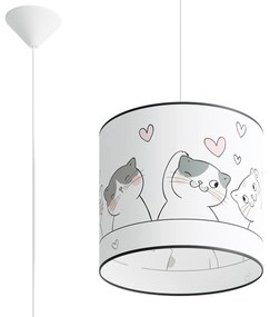 Dětské závěsné svítidlo Cat, 1x plastové stínítko se vzorem, (fi 30cm)