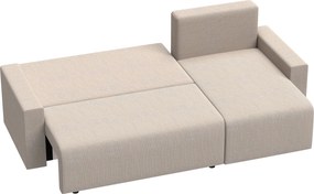 HOMCOM rozkládací rohová pohovka L, 3místná s otočnou chaise – béžový umělý semiš