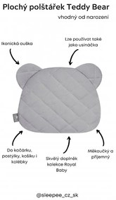 Sleepee Sametový polštář ve tvaru medvídka ROYAL BABY šedý