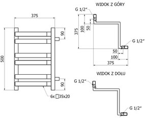 Mexen Loop, koupelnový radiátor 500 x 375 mm, 253 W, grafitová, W129-0500-350-00-66