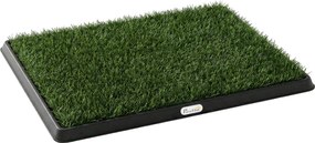 Záchod pro psy 63 x 50,5 cm Záchod pro psy se 2 umělými trávníky omyvatelný Záchod pro psy na balkon doma Černá+Zelená