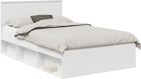 Rám postele s čelo Bílá 120 x 200 cm Kompozitní dřevo 3407904