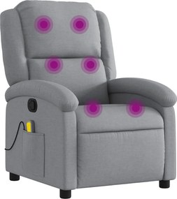 Masážní křeslo s polohovacím mechanismem, světle šedé, látkové 3205416