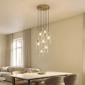 Závěsné svítidlo v Art Deco stylu zlaté se sklem 7-světlo - Laura