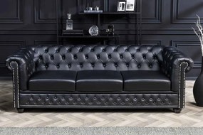 Designová 3-místná sedačka Chesterfield 205 cm černá - skladem