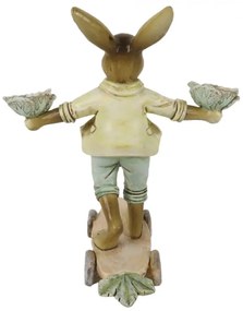 Dekorace králík na skateboardu s kapustou – 14x11x16 cm