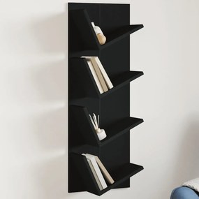 Nástěnná police na knihy 4patrová černá 33 x 16 x 90 cm