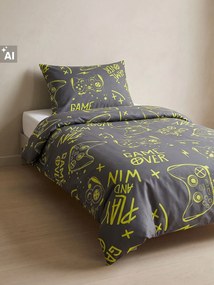 Sinsay - Bavlněné ložní prádlo s herním motivem - modrá