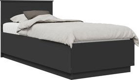 Rám postele s čelo Černá 90 x 200 cm Kompozitní dřevo 3408209