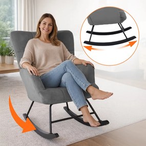 Velaco Velurové houpací křeslo ARUBA, šedé/černé