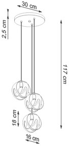 Závěsné svítidlo Tulos 3p, 3x bílé kovové stínítko