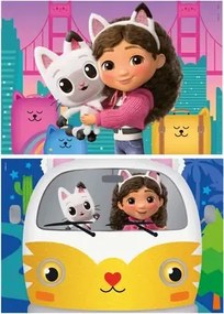 EDUCA Dřevěné puzzle Gábinin kouzelný domek / 2x25 dílků