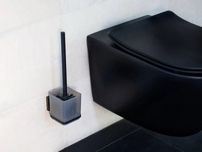 Čtvercová nádoba na WC štětku QUADRO + štětka, montáž bez vrtání