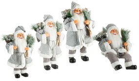 VÁNOČNÍ FIGURKA SANTA 40 CM STŘÍBRNÁ