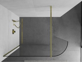 Mexen Kioto, sprchová zástěna Walk-In 100 x 200 cm, 8mm čiré sklo, zlatý matný profil, 800-100-101-55-06