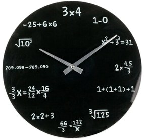 Nonsense Inc. Matematické hodiny skleněné Barva: Černá