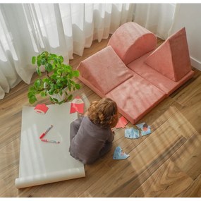 Světle růžový manšestrový dětský puf Montessori – Little Nice Things