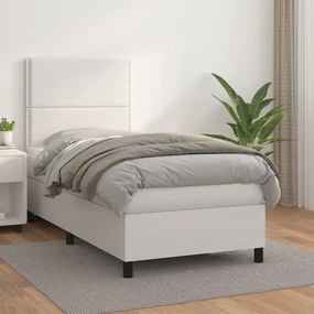 vidaXL Box spring postel s matrací 90x190 cm umělá kůže [3142759] Barva: Bílá