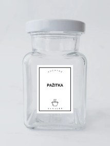 Samolepka na kořenky PAŽITKA bílá 3 × 4 cm tučné písmo