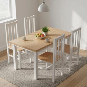 HOMCOM 4dílná sada kuchyňských židlí, jídelní židle, masivní dřevo, moderní design, 38,5 cm x 47,5 cm x 99 cm, přírodní