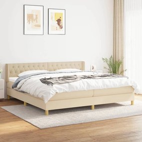 Box spring postel s matrací krémová 200x200 cm textil,  3130622