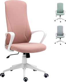 Otáčecí kancelářská židle Vinsetto pro mládež s výškově nastavitelnou funkcí houpání, opěrkami a vysokým opěradlem 62x56x110-119,5 cm Růžová | Aosom