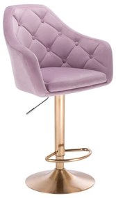 LuxuryForm Barová židle ANDORA VELUR  na zlatém talíři - fialový vřes