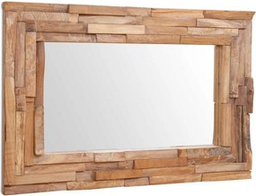 Dekorativní zrcadlo teak 90 x 60 cm obdélníkové 244563