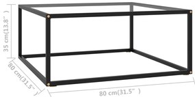 vidaXL Marketos Konferenční stolek černý s tvrzeným sklem 80 x 80 x 35 cm