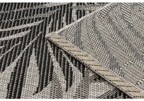 Dywany Luszczow Kusový koberec SIZAL FLOORLUX 20504 LISTY stříbro / černý DŽUNGLE Rozměr koberce: 240 x 330 cm