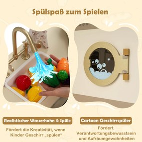 Costway Dětská kuchyňka na hraní dětská kuchyňka hrací set s výčepní myčkou