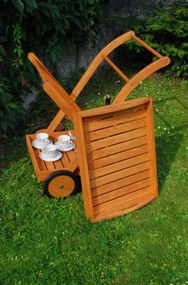 TRADGARD zahradní dřevěný servírovací stolek s kolečky
