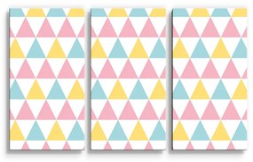 Sablio Obraz - 3-dílný Tříbarevné trojúhelníky - 120x80 cm