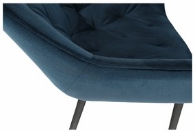 Designové křeslo FEDRIS sametová látka Velvet modrá, kov černý