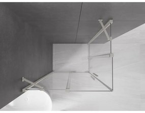 Mexen Velar Duo, sprchový kout s posuvnými dveřmi 90 x 80 cm, 8mm čiré sklo, broušená ocel, 871-090-080-02-97
