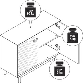 Tchibo - Komoda z jasanového dřeva s dekorativními čely dvířek - barva: hnědá