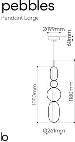 Bomma Luxusní LED závěsné svítidlo Pebbles Large s baldachýnem Stmívání, řízení: Casambi, Konfigurace: Konfigurace 6