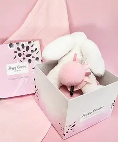 Doudou Dárková sada - Plyšový králíček s růžovou bambulkou 25 cm / od