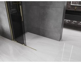 Mexen Velar, sprchová zástěna s posuvnými dveřmi Walk-in 85 x 200 cm, 8mm šedé sklo, zlatá lesklá, 871-085-000-43-50