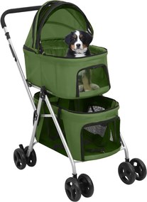 2patrový skládací kočárek pro psa zelený 83 x 48 x 97 cm oxford 172207